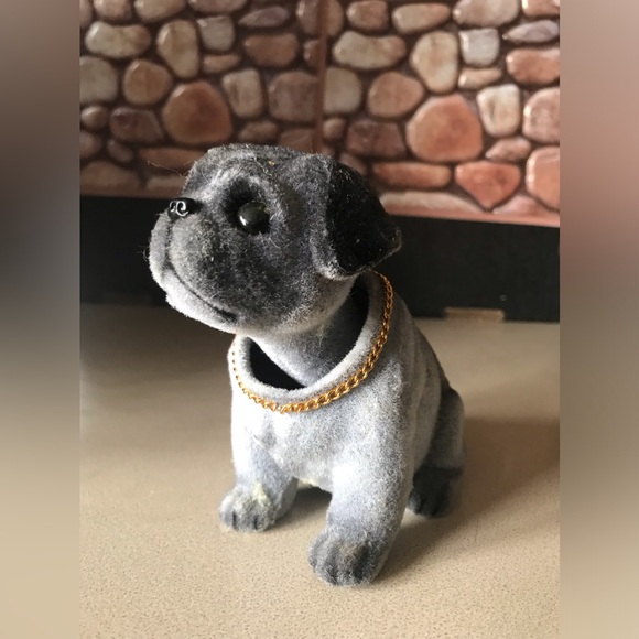 Accents | Vintage Rare Black Pug Flocked Nodder Bobble Head Realistic 5 ...
